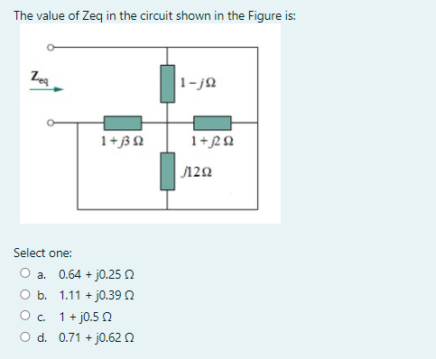 Solved The value of Zeq in the circuit shown in the Figure | Chegg.com