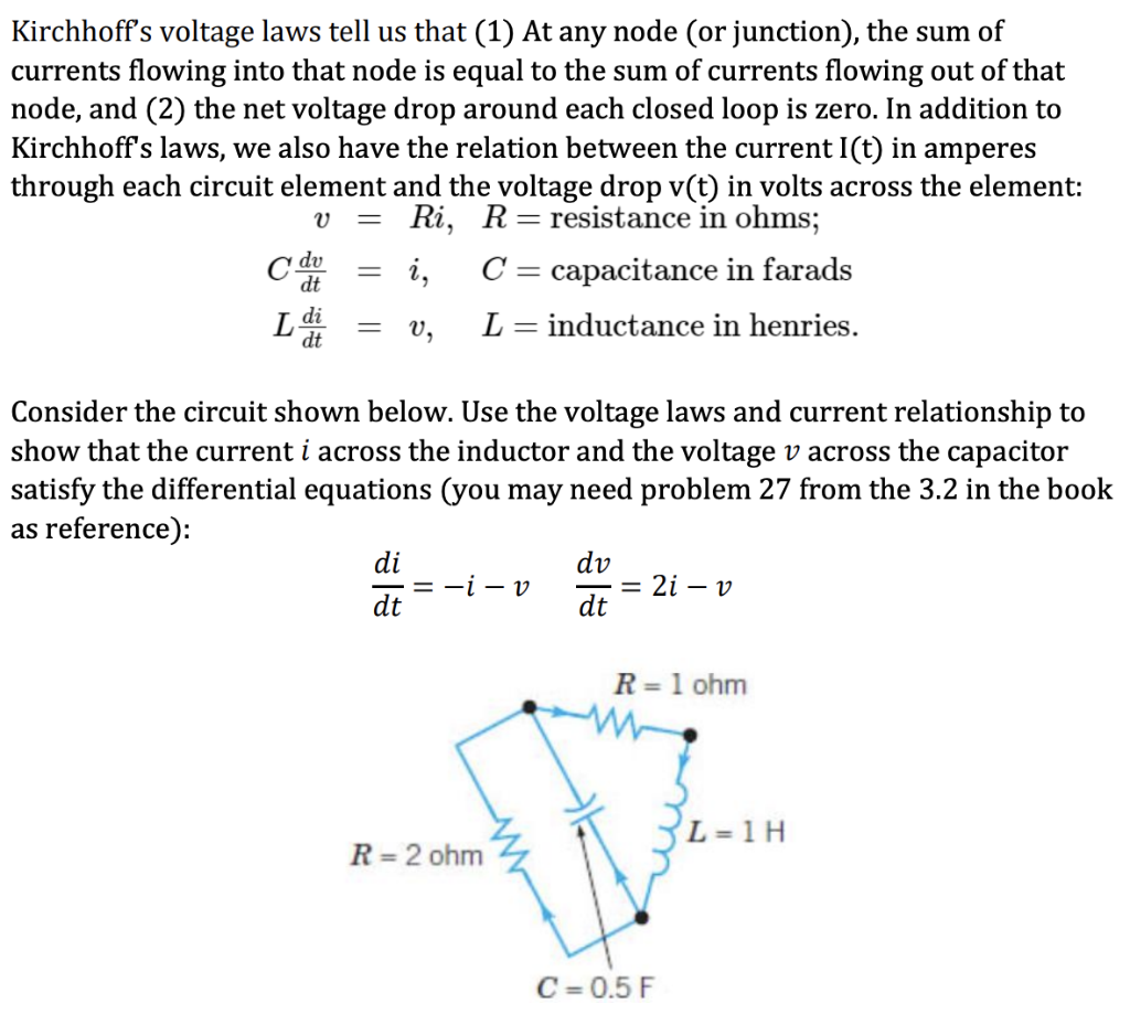 Solved Kirchhoff's voltage laws tell us that (1) At any node | Chegg.com