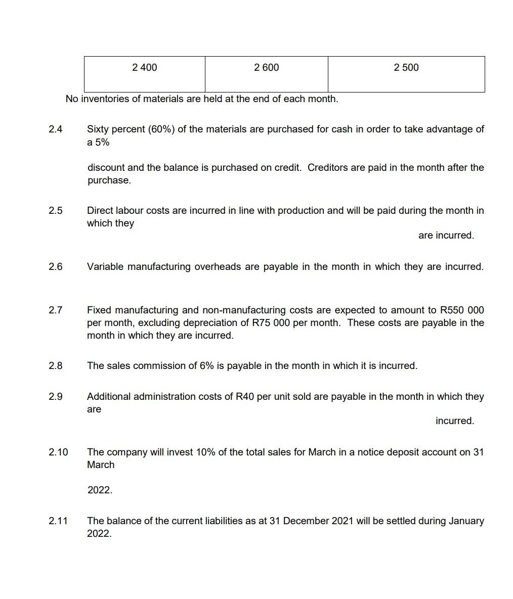 Solved Use the information given below to answer the | Chegg.com