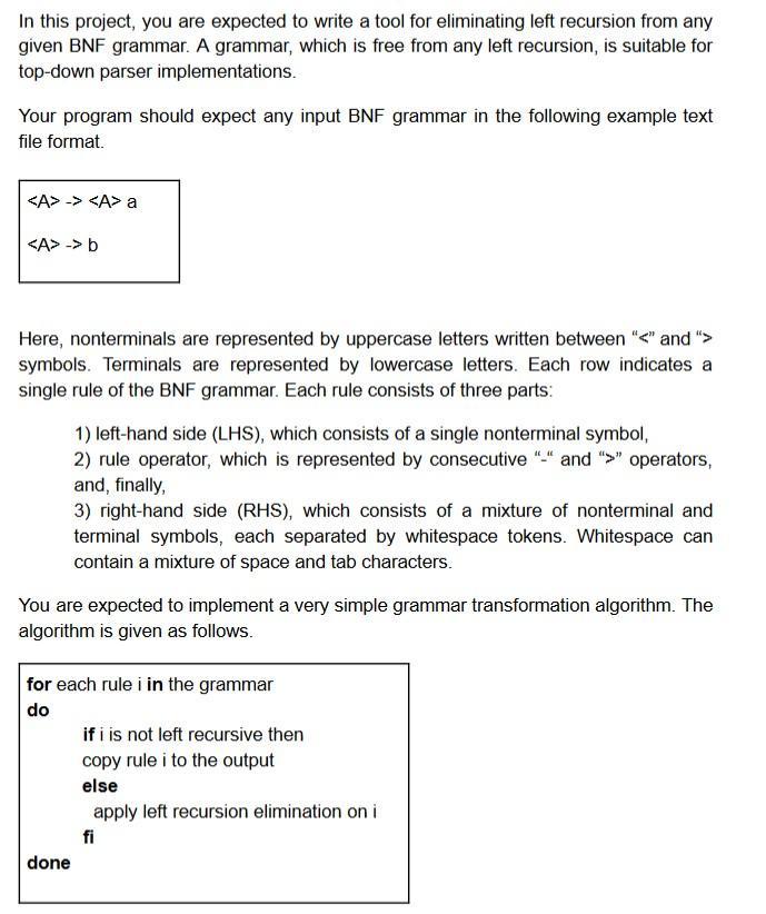 Solved In this project, you are expected to write a tool for | Chegg.com