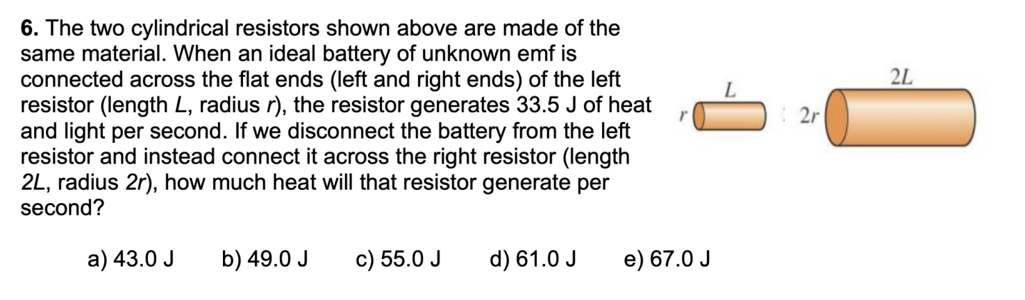 Solved The two cylindrical resistors shown above are made of | Chegg.com