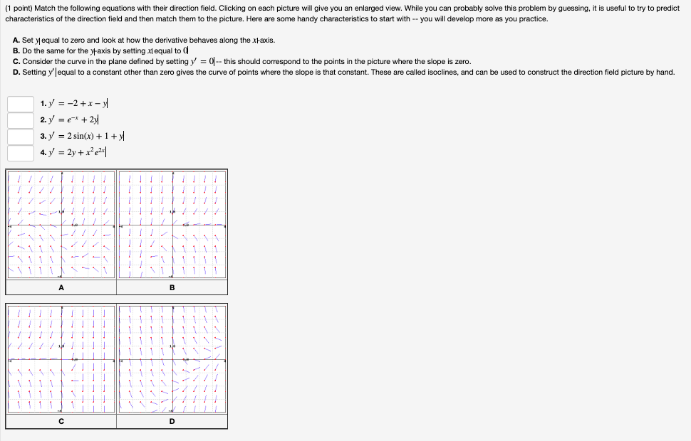 Solved (1 point) Match the following equations with their | Chegg.com