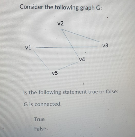 Solved Consider the following graph G: v2 v3 v1 v4 v5 Is the | Chegg.com