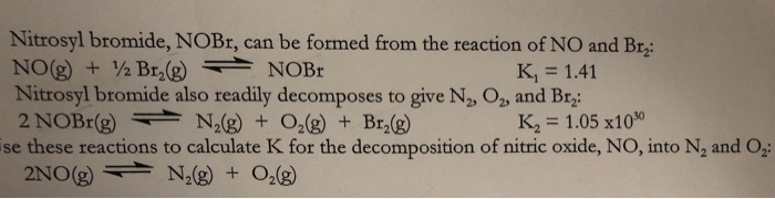 Solved Nitrosyl bromide, NOBr, can be formed from the | Chegg.com
