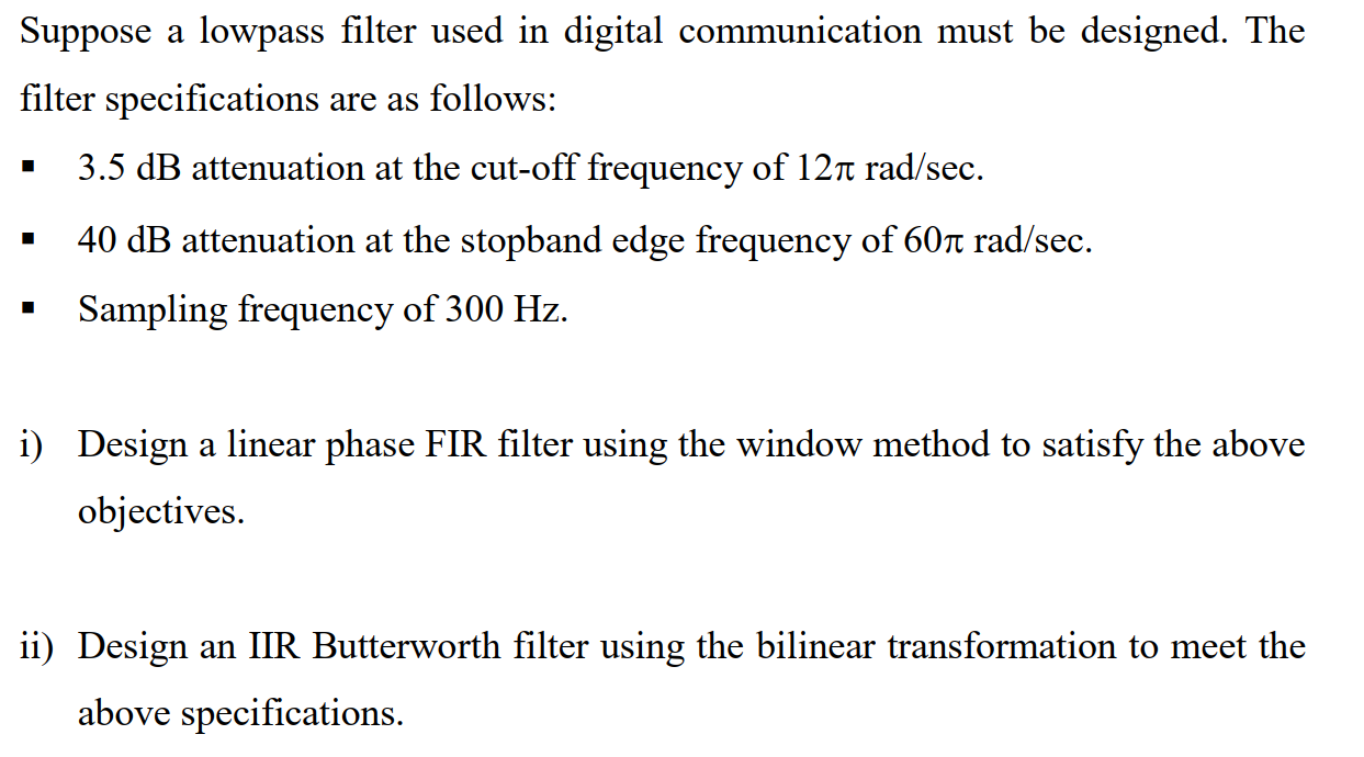 Solved Suppose a lowpass filter used in digital | Chegg.com