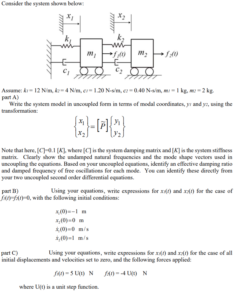 Solved Consider the system shown below: X] X2 TIITIT ki k, | Chegg.com