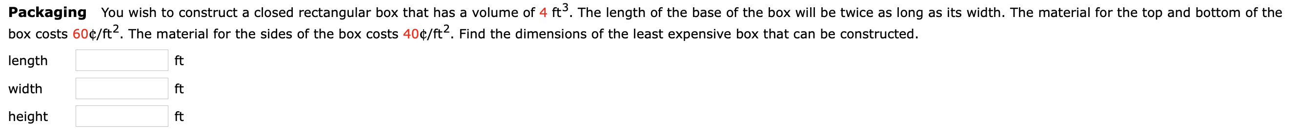 Solved Packaging you wish to construct a closed rectangular | Chegg.com