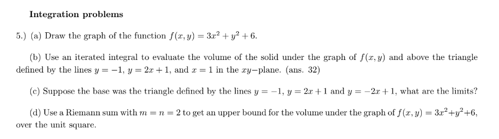 Solved Integration problems 5.) (a) Draw the graph of the | Chegg.com