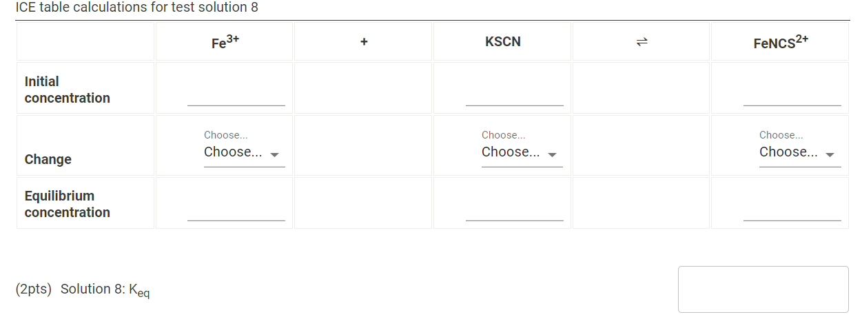 Report Table KEQ.3: Concentration and Absorbance of | Chegg.com Report Table KEQ.3: Concentration and Absorbance of | Chegg.com