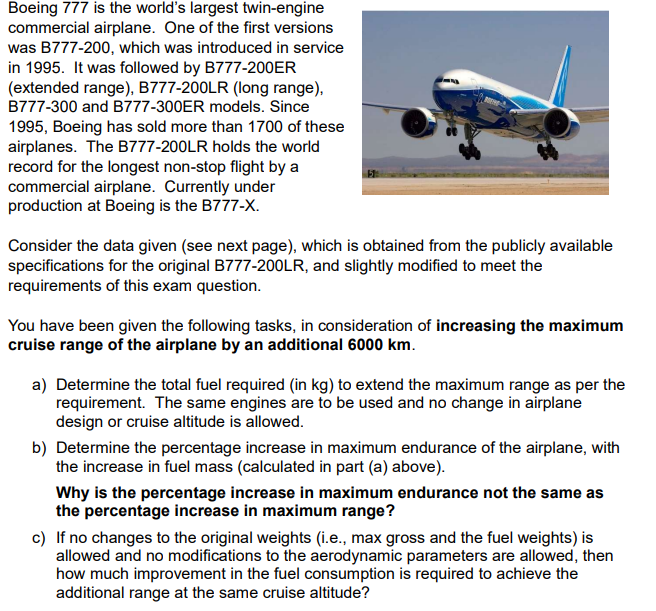Solved Boeing 777 is the world's largest twin-engine | Chegg.com