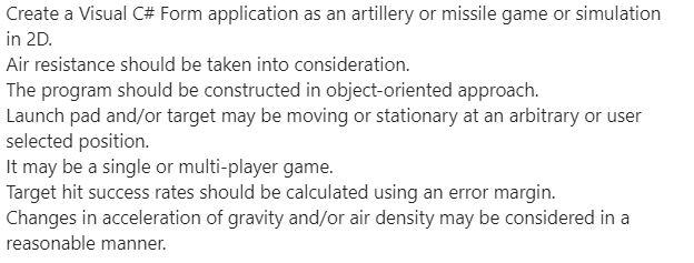 Solved Create a Visual C# Form application as an artillery | Chegg.com