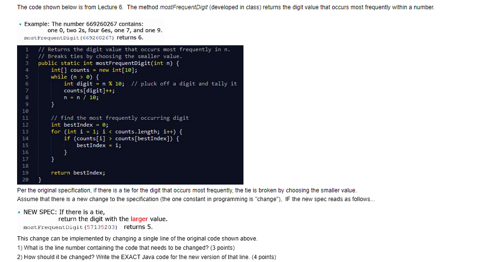 Solved The code shown below is from Lecture 6 . The method | Chegg.com