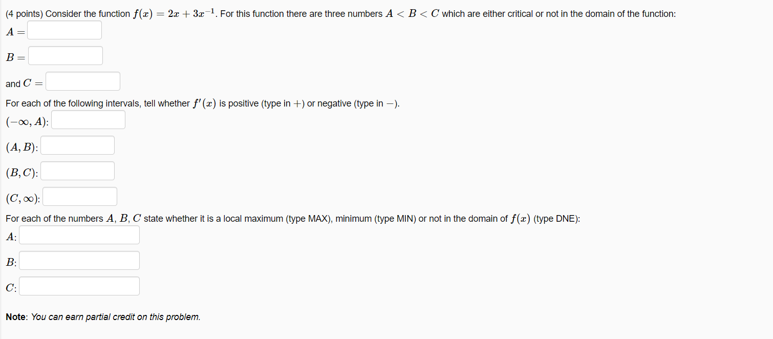 Solved 4 Points Consider The Function F X 2x 3x 1