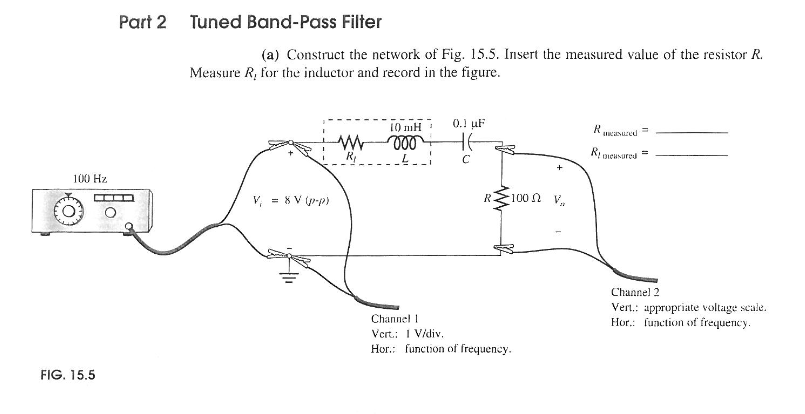 Solved Part 2 Tuned Band-Pass Filter (a) Construct the | Chegg.com