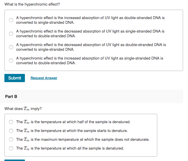 Solved What is the hyperchromic effect? A hyperchromic | Chegg.com