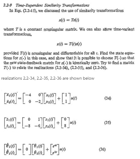 Solved 2.2-9 Time-Dependent Similarity Transformations In | Chegg.com
