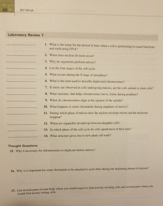 Solved BIO 108 Lalb Laboratory Review 7 What is the name for | Chegg.com