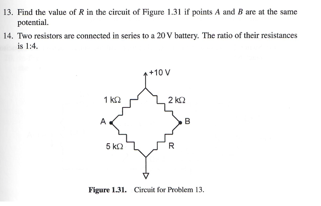 Solved 13. Find the value of R in the circuit of Figure 1.31 | Chegg.com