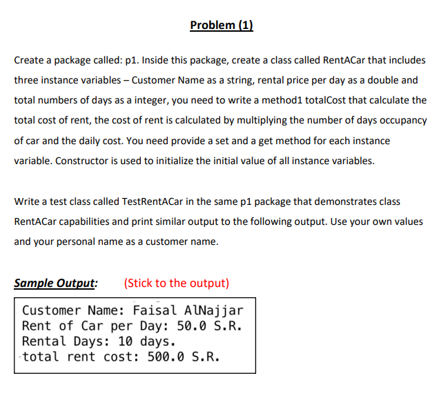 Solved Problem (1) Create a package called: p1. Inside this | Chegg.com