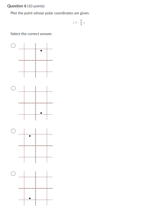 Solved Question 6 (10 points) Plot the point whose polar | Chegg.com