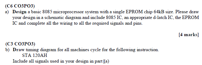 Solved (C6 CO3PO3) ) a) Design a basic 8085 microprocessor | Chegg.com