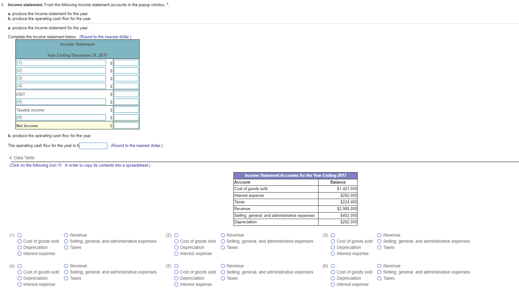 Solved Income statement. From the following income statement | Chegg.com