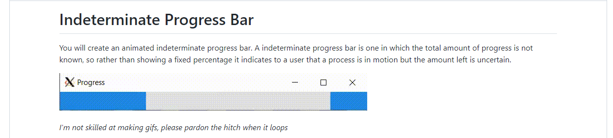 Indeterminate Progress Bar You will create an | Chegg.com