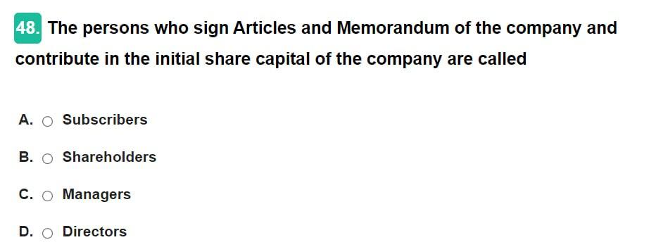 Solved The persons who sign Articles and Memorandum of the | Chegg.com