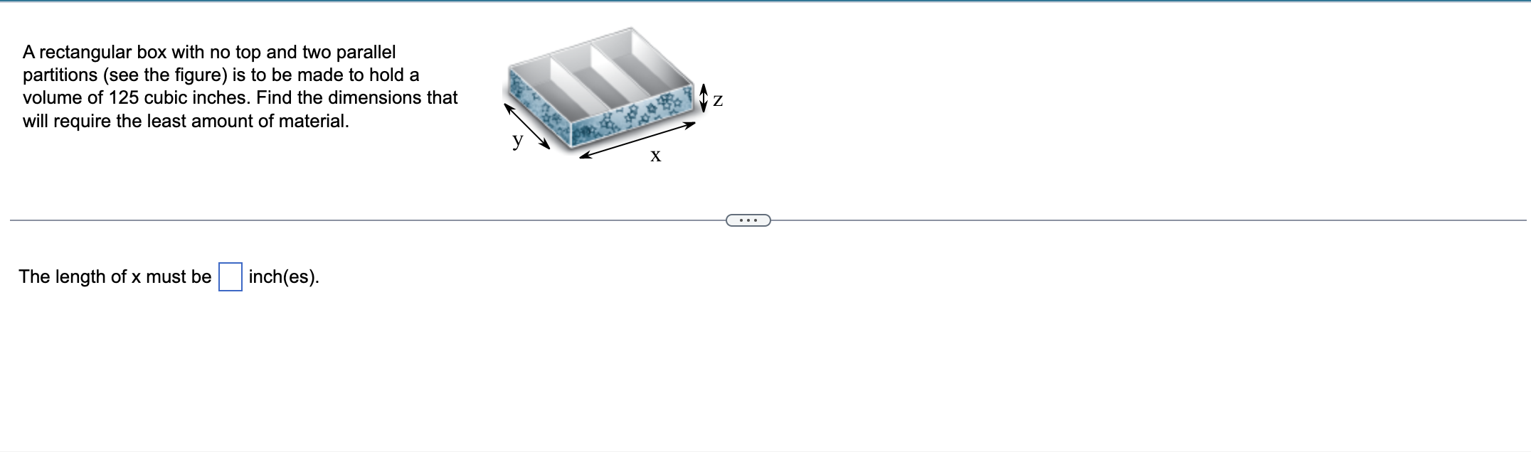 Solved A rectangular box with no top and two parallel | Chegg.com