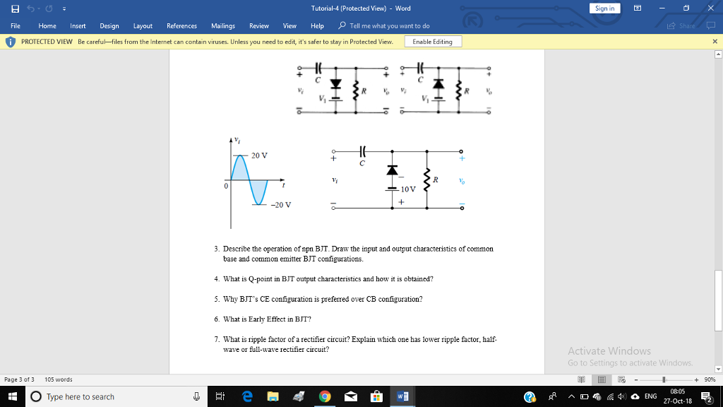 Solved Tutorial-4 (Protected View) - Word Sign in File Home | Chegg.com