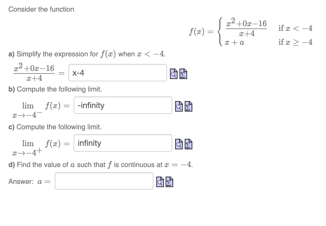 Solved Consider The Function F X {x 4x2 0x−16x A If X