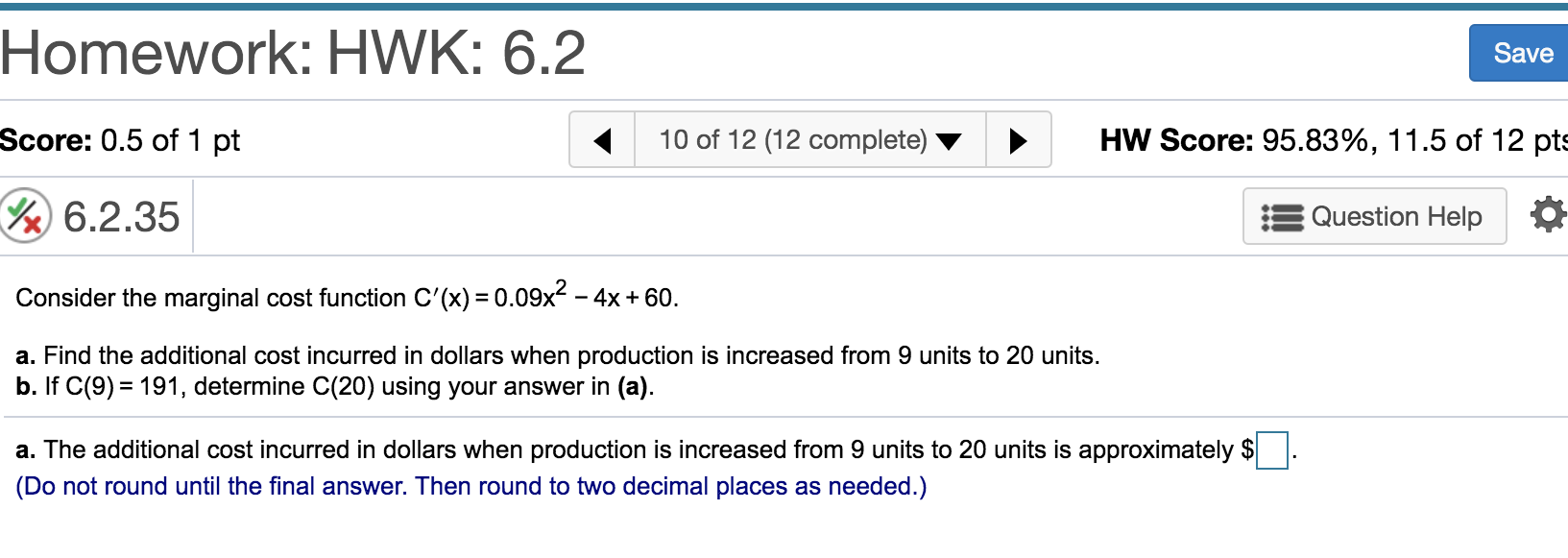 Solved Homework Hwk 6 2 Save Score 0 5 Of 1 Pt