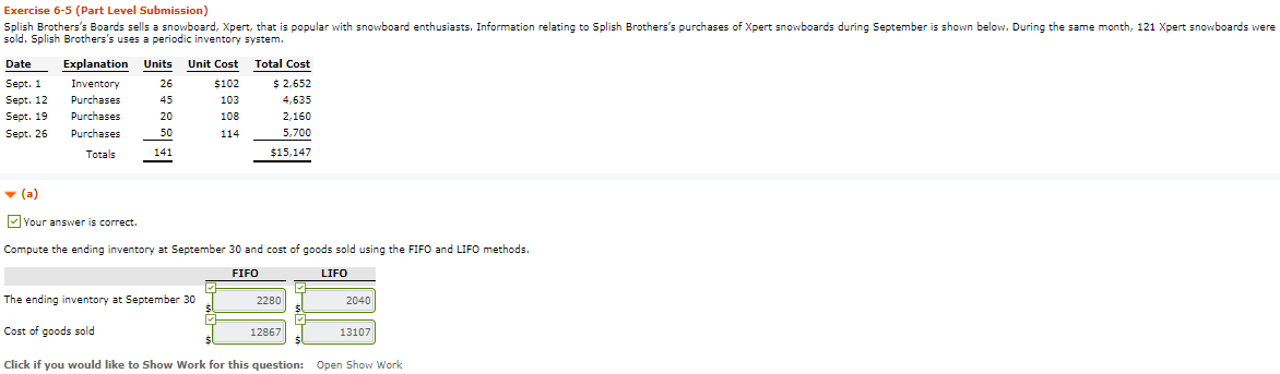 Solved Exercise 6-5 (Part Level Submission) Splish | Chegg.com