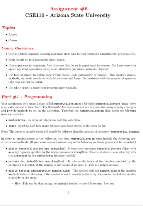 Solved Assignment #6 CSE110- Arizona State University Topics | Chegg.com