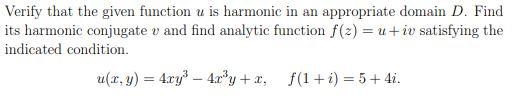 Verify that the given function u is harmonic in an | Chegg.com