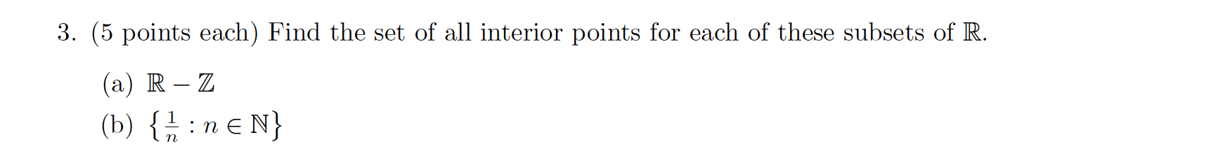Solved Find the set of all interior points for each of these | Chegg.com