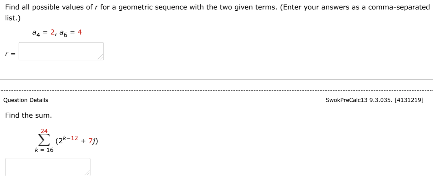 Solved Find all possible values of r for a geometric | Chegg.com