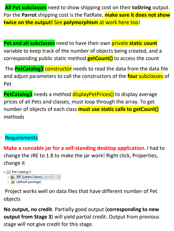 Solved Make a new Project on Eclipse. Use your classes from | Chegg.com