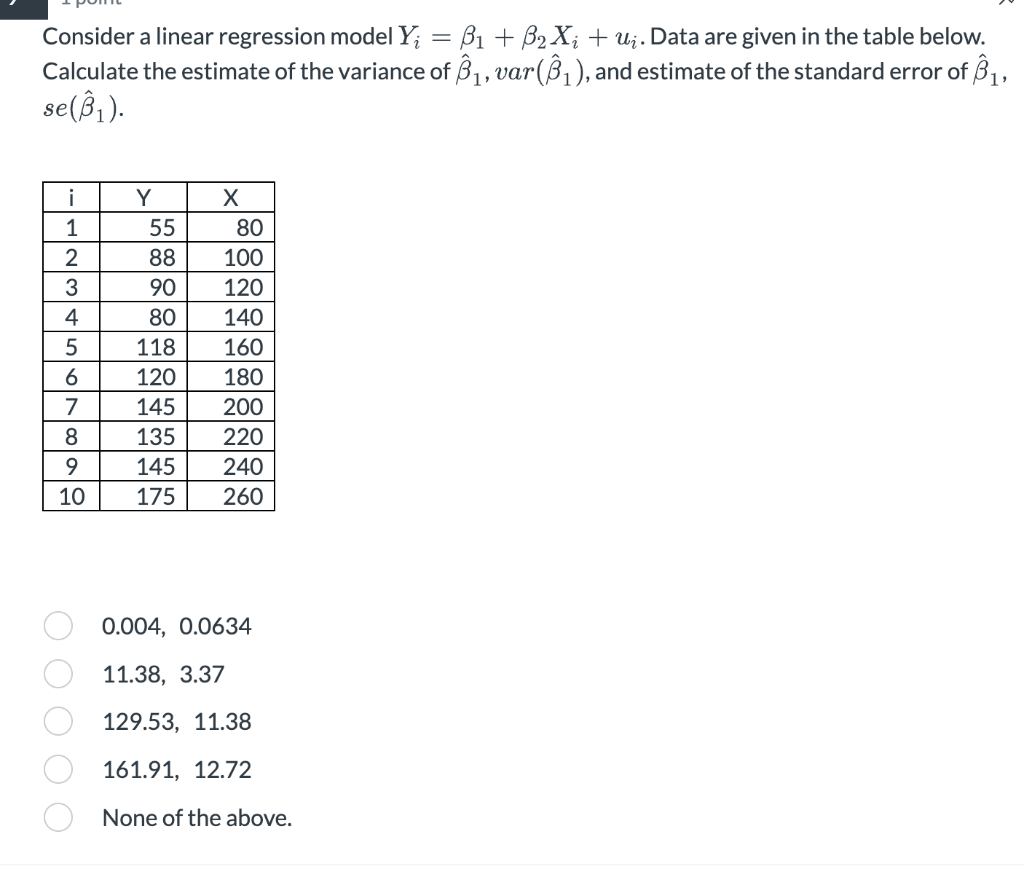 Solved Consider a linear regression model Yi=β1+β2Xi+ui. | Chegg.com