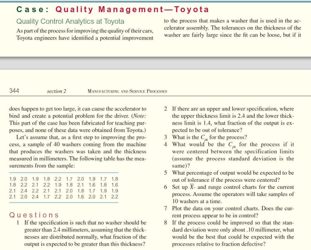 Ca s e Quality Management-Toyota Quality Control | Chegg.com