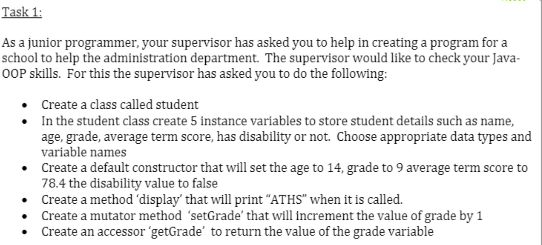 Solved As a junior programmer, your supervisor has asked you | Chegg.com