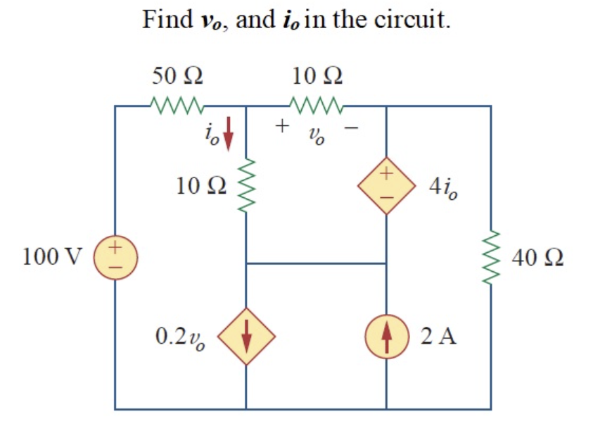 Solved Find vo, ﻿and io ﻿in the circuit please. Thank you! | Chegg.com