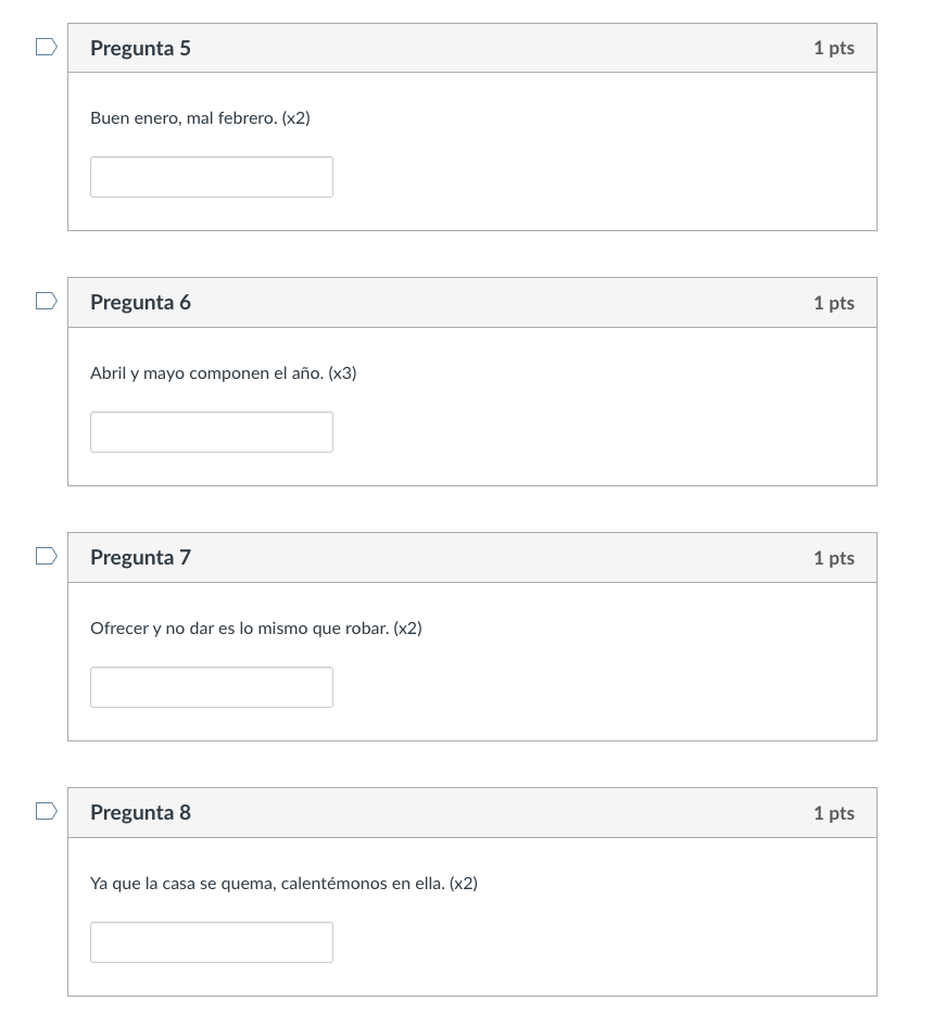 Instrucciones del examen Lee estos refranes | Chegg.com