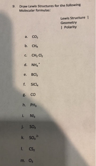 Solved Draw Lewis Structures for the following Molecular | Chegg.com
