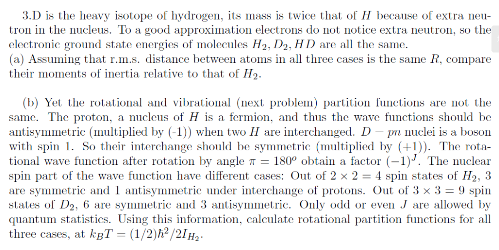 3.D is the heavy isotope of hydrogen, its mass is | Chegg.com