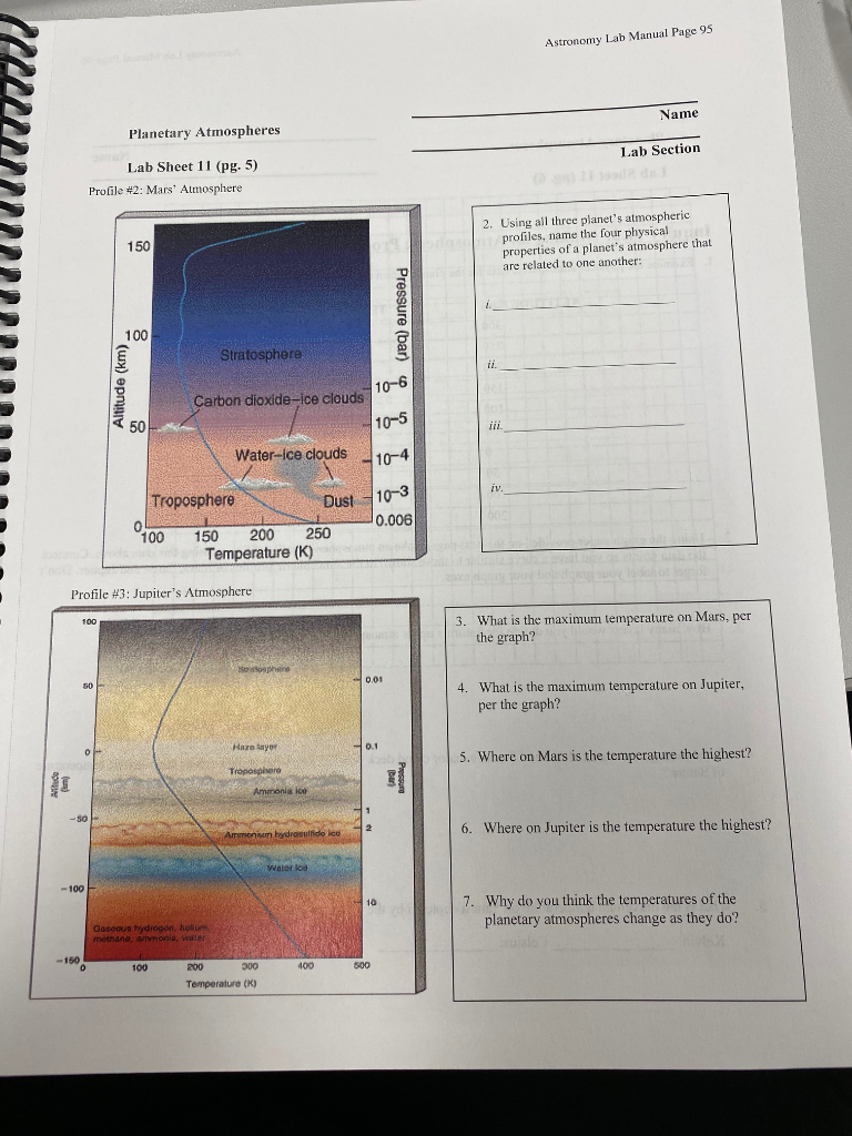 Solved Astronomy Lab Manual Page 95 Name Planetary | Chegg.com