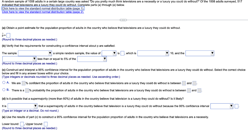 Solved A random sample of 1008 adults in a certain large | Chegg.com