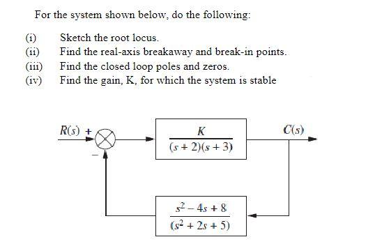 Solved For the system shown below, do the following: (1) | Chegg.com