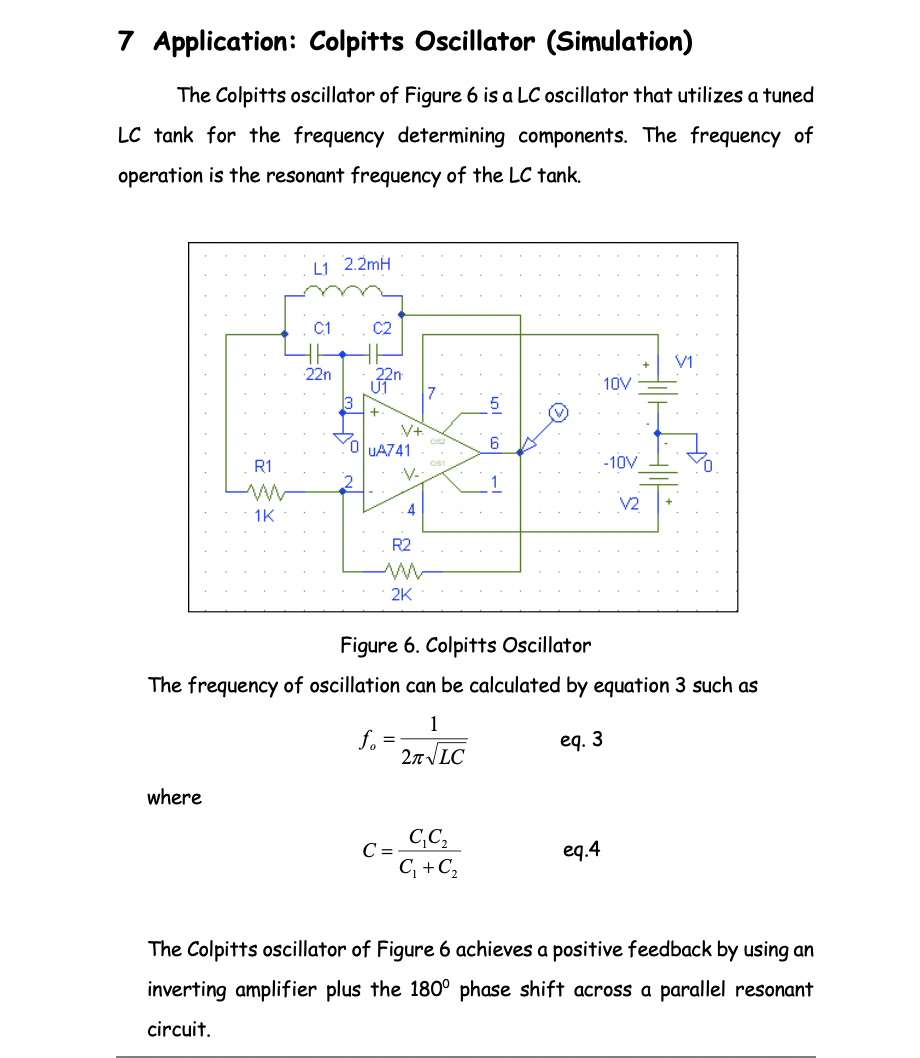 Solved 7 Application: Colpitts Oscillator (Simulation) The | Chegg.com