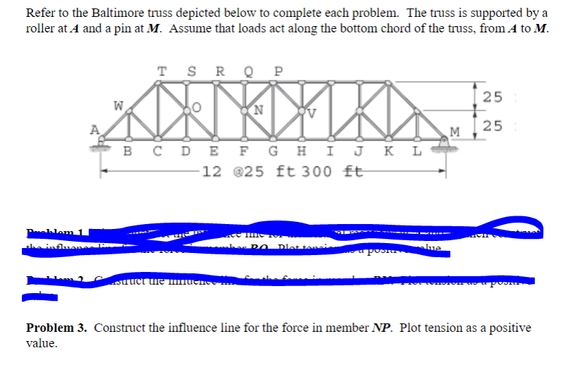 Solved Refer to the Baltimore truss depicted below to | Chegg.com